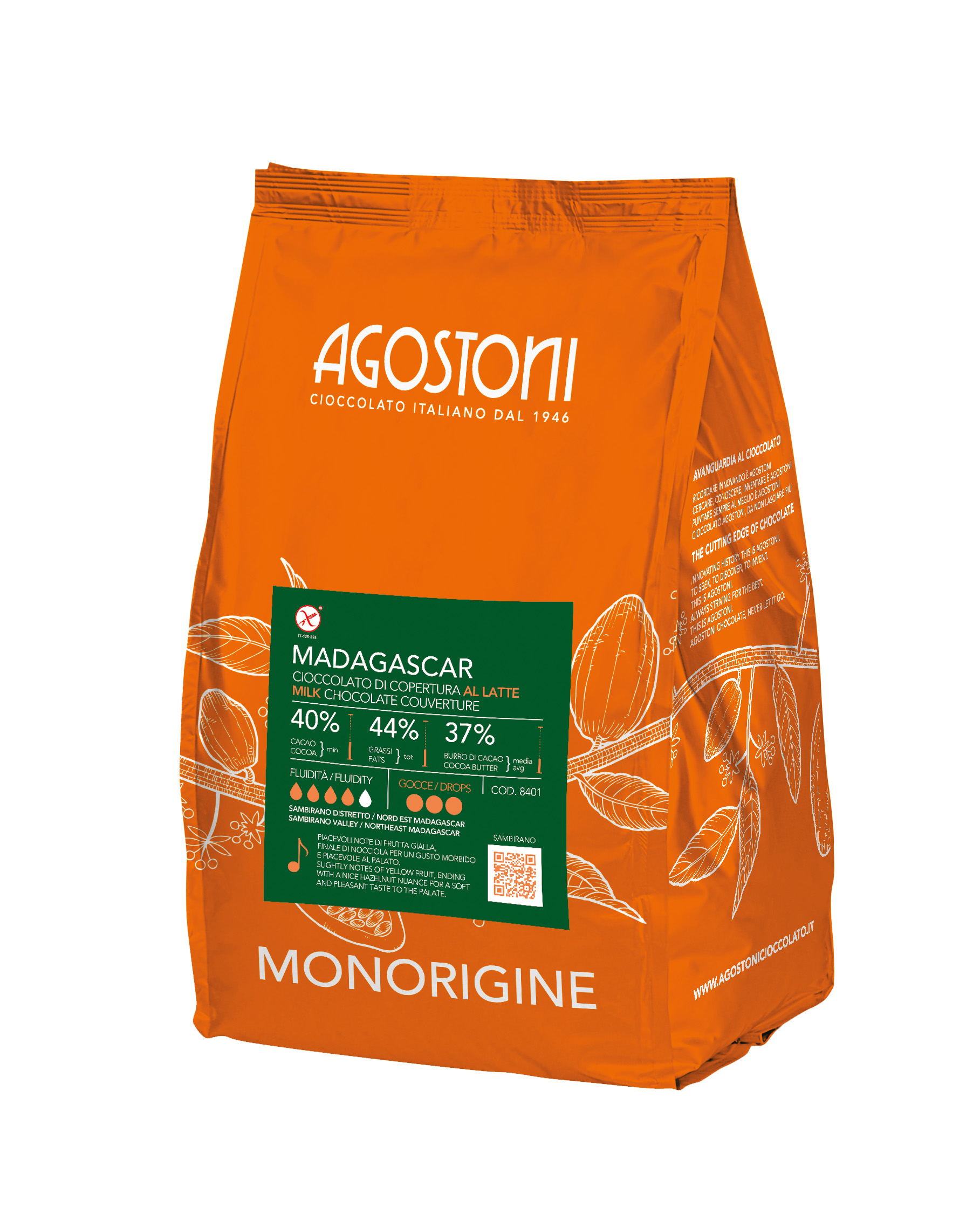 Agostoni Madagascar 40% Milk Chocolate Couverture – Premium Single ...