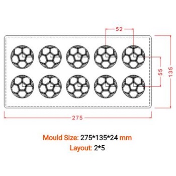 Implast Football Tasting Tablet Polycarbonate Chocolate Mould | 10 Cavities