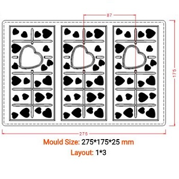 Implast 105 g Heart Polycarbonate Chocolate Bar Mould